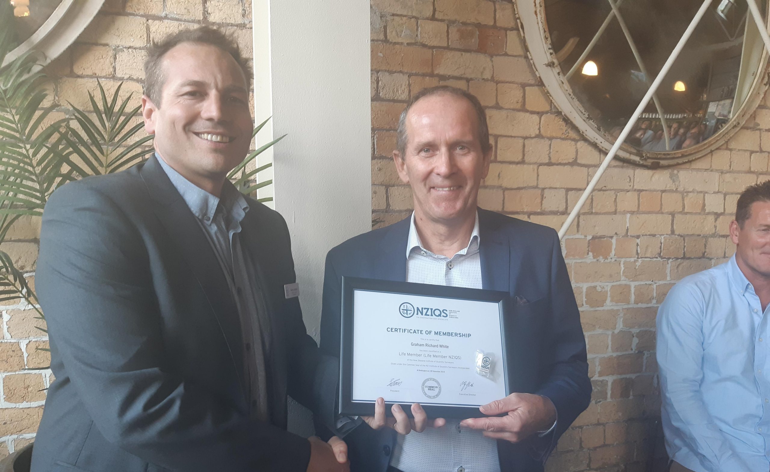 Graham White made NZIQS Life Member - White Associates
